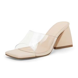 Boutique | Shoes | Transparent Square Open Toe Slip On Block Heel ...